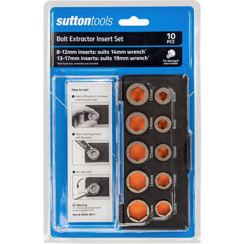 10 Piece Bolt Extractor Insert Set Metric Sutton M6040817 - M6040817 ...